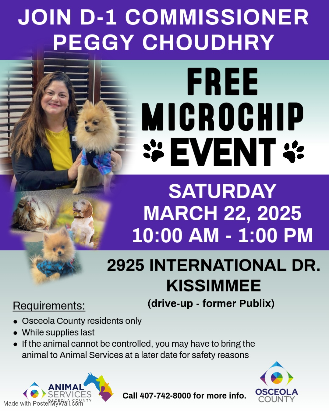 Free Pet Microchip Event with Commissioner Peggy Choudhry - Osceola County